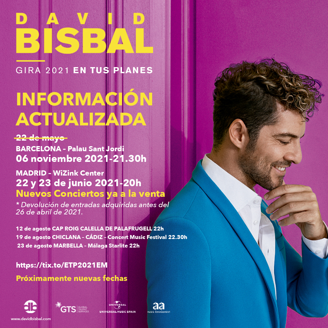 INFORMACION ACTUALIZADA DAVID BISBAL GIRA 2021 "EN TUS PLANES" - GTS | GTS